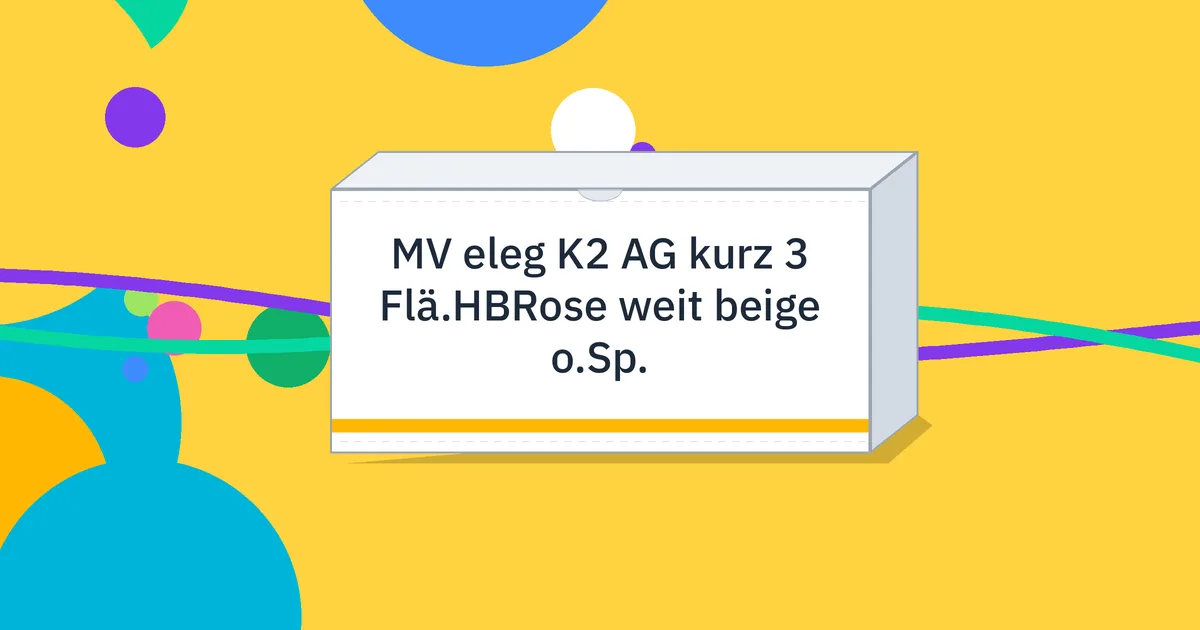 Symbolbild: Packung mit der Aufschrift MV eleg K2 AG kurz 3 Flä.HBRose weit beige o.Sp. (PZN 15706444) – Verfügbarkeit und Bezug in Apotheken in Frankfurt am Main