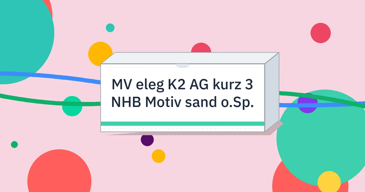 Symbolbild: Packung mit der Aufschrift MV eleg K2 AG kurz 3 NHB Motiv sand o.Sp. (PZN 18926531) – Verfügbarkeit und Bezug in Apotheken in Frankfurt am Main