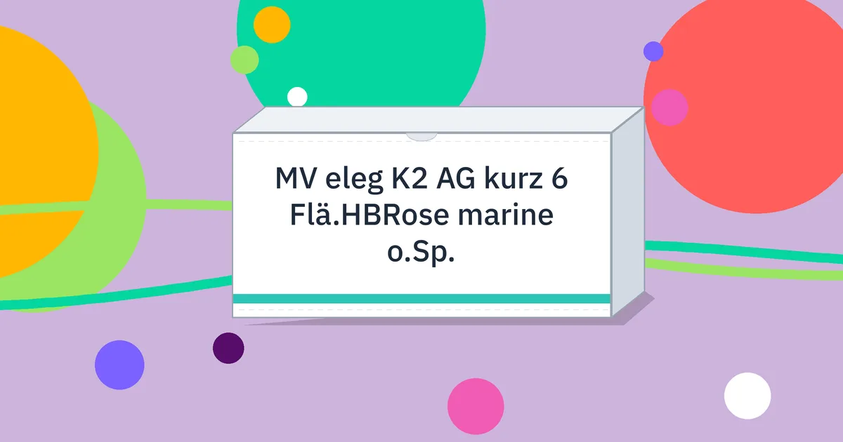 Symbolbild: Packung mit der Aufschrift MV eleg K2 AG kurz 6 Flä.HBRose marine o.Sp. (PZN 15704907) – Verfügbarkeit und Bezug in Apotheken in Frankfurt am Main
