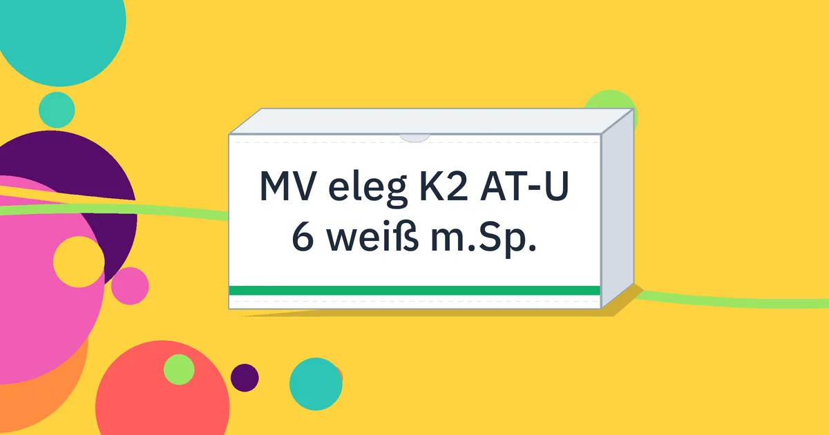 Symbolbild: Packung mit der Aufschrift MV eleg K2 AT-U 6 weiß m.Sp. (PZN 00314460) – Verfügbarkeit und Bezug in Apotheken in Frankfurt am Main