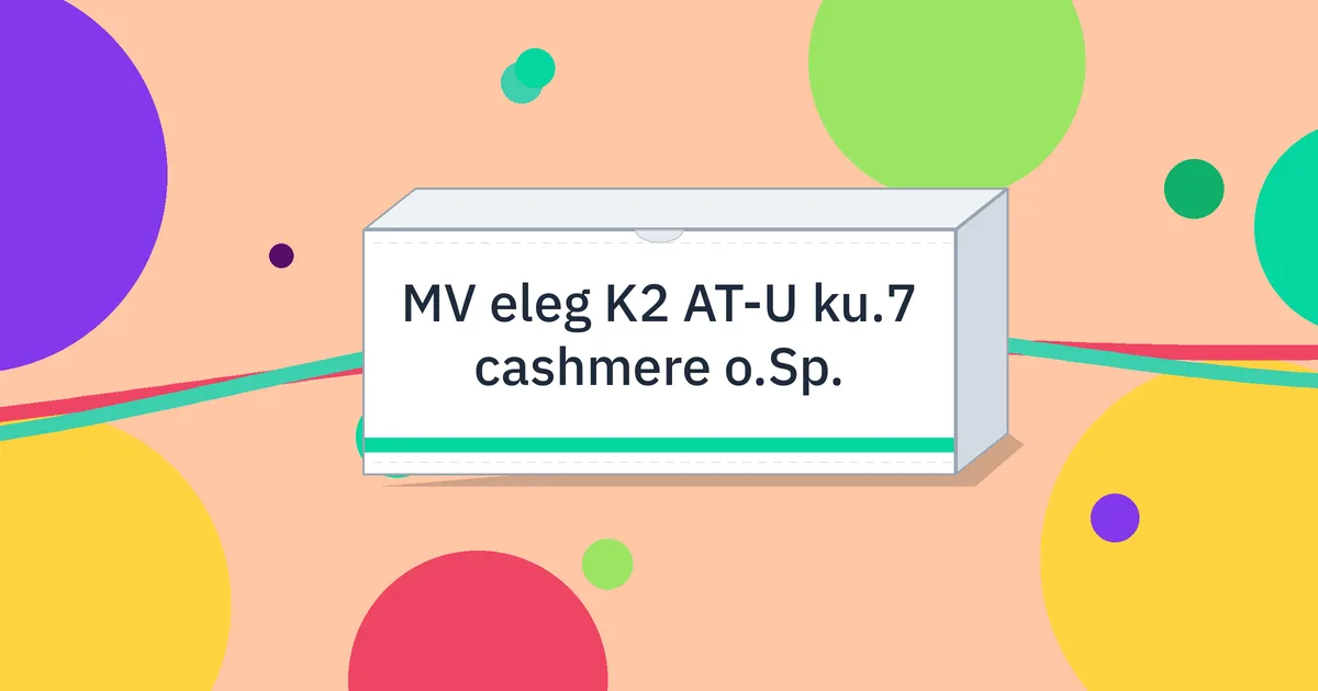 Symbolbild: Packung mit der Aufschrift MV eleg K2 AT-U ku.7 cashmere o.Sp. (PZN 15291606) – Verfügbarkeit und Bezug in Apotheken in Frankfurt am Main
