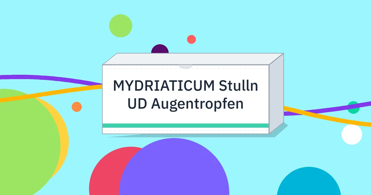Symbolbild: Packung mit der Aufschrift MYDRIATICUM Stulln UD Augentropfen (PZN 05520129) – Verfügbarkeit und Bezug in Apotheken in Frankfurt am Main