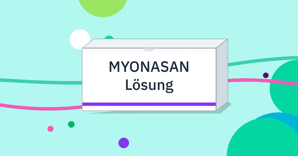 Symbolbild: Packung mit der Aufschrift MYONASAN Lösung (PZN 01574507) – Verfügbarkeit und Bezug in Apotheken in Frankfurt am Main