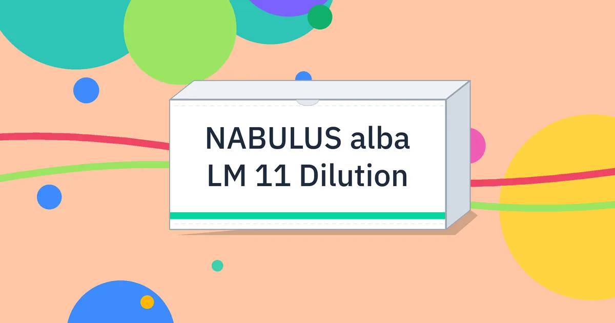 Symbolbild: Packung mit der Aufschrift NABULUS alba LM 11 Dilution (PZN 13615364) – Verfügbarkeit und Bezug in Apotheken in Frankfurt am Main