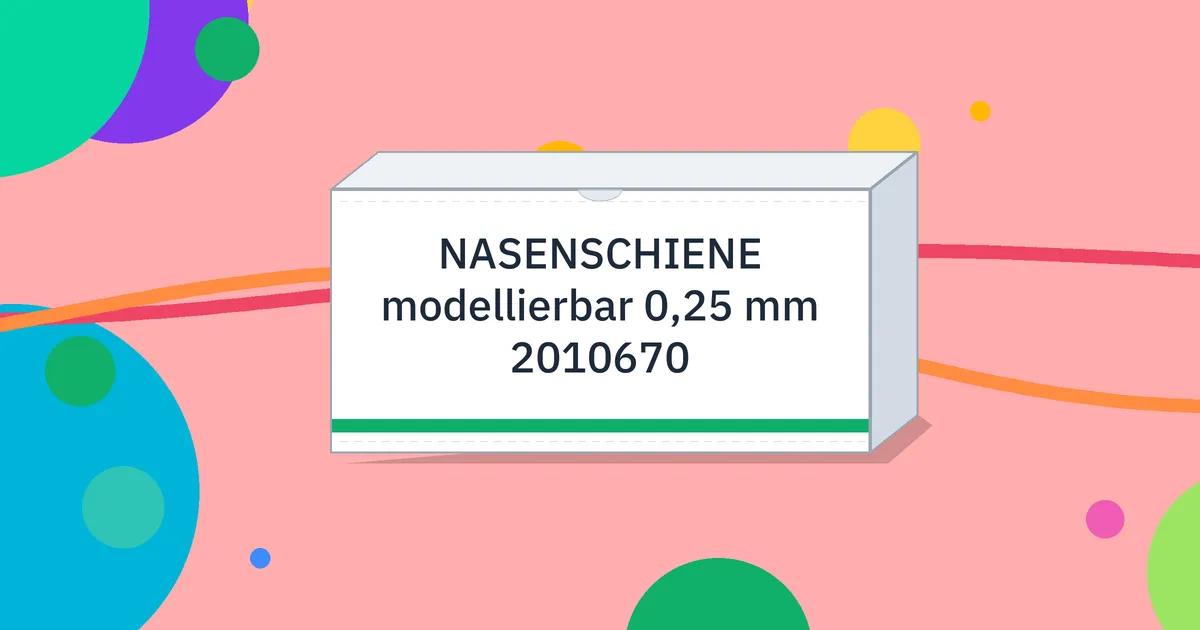 Symbolbild: Packung mit der Aufschrift NASENSCHIENE modellierbar 0,25 mm 2010670 (PZN 00185413) – Verfügbarkeit und Bezug in Apotheken in Frankfurt am Main