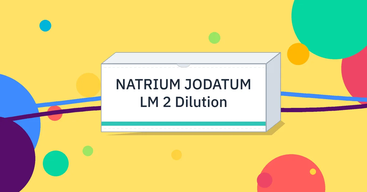 Symbolbild: Packung mit der Aufschrift NATRIUM JODATUM LM 2 Dilution (PZN 12964223) – Verfügbarkeit und Bezug in Apotheken in Frankfurt am Main