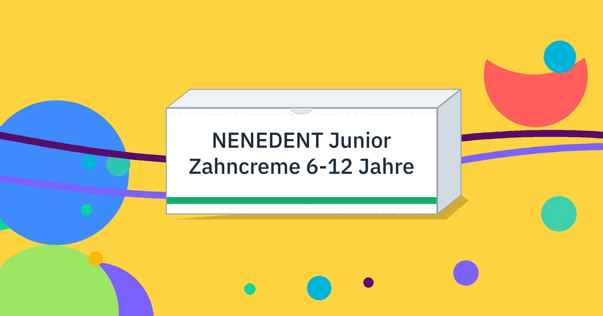 Symbolbild: Packung mit der Aufschrift NENEDENT Junior Zahncreme 6-12 Jahre (PZN 10311600) – Verfügbarkeit und Bezug in Apotheken in Frankfurt am Main