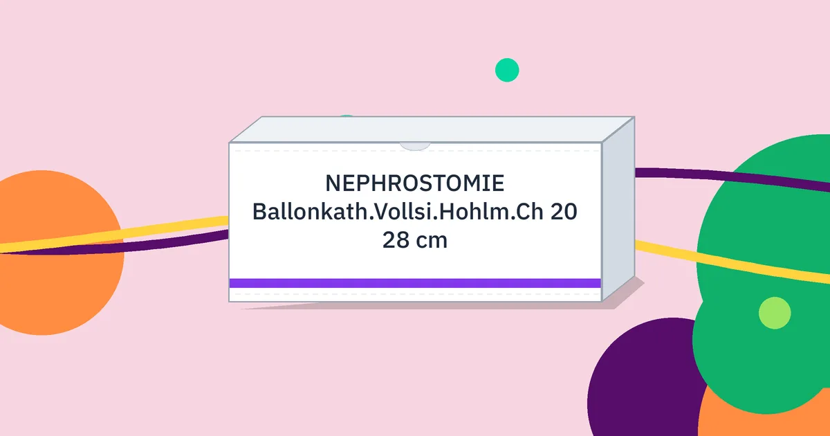 Symbolbild: Packung mit der Aufschrift NEPHROSTOMIE Ballonkath.Vollsi.Hohlm.Ch 20 28 cm (PZN 00443418) – Verfügbarkeit und Bezug in Apotheken in Frankfurt am Main