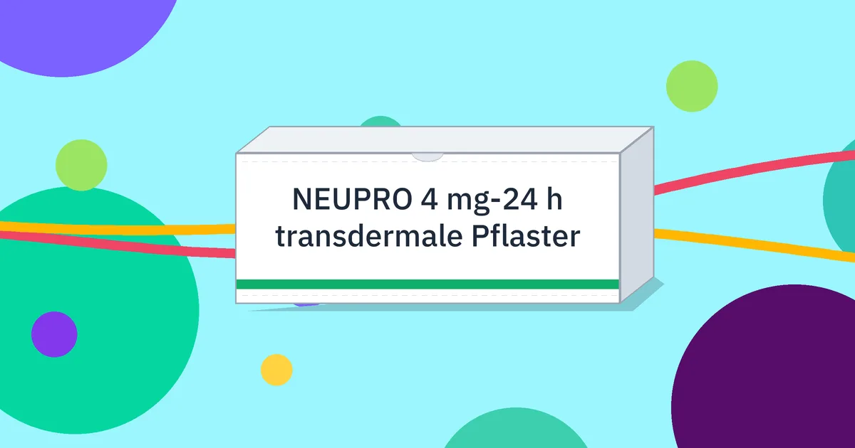 Symbolbild: Packung mit der Aufschrift NEUPRO 4 mg-24 h transdermale Pflaster (PZN 10217048) – Verfügbarkeit und Bezug in Apotheken in Frankfurt am Main