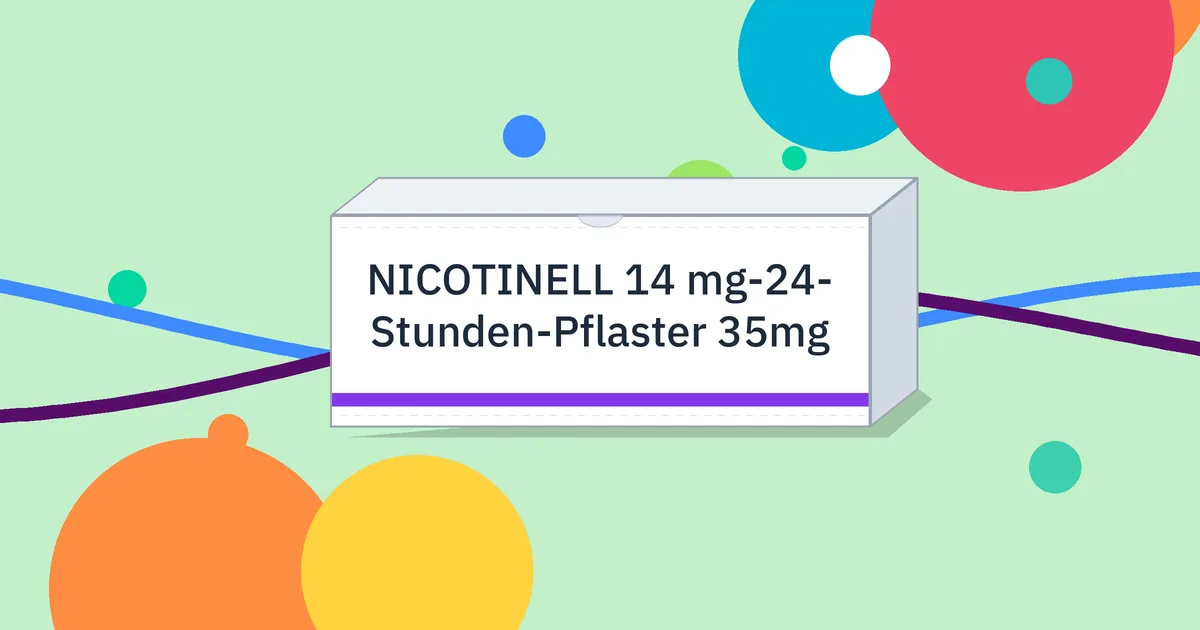 Symbolbild: Packung mit der Aufschrift NICOTINELL 14 mg-24-Stunden-Pflaster 35mg (PZN 19999851) – Verfügbarkeit und Bezug in Apotheken in Frankfurt am Main