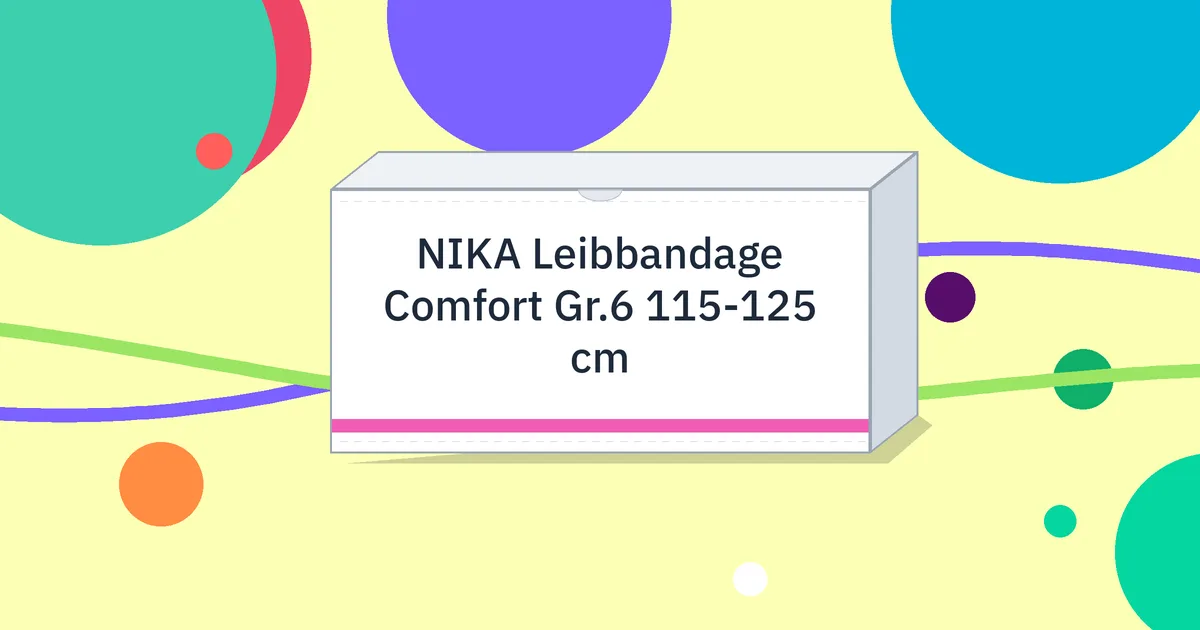 Symbolbild: Packung mit der Aufschrift NIKA Leibbandage Comfort Gr.6 115-125 cm (PZN 18172351) – Verfügbarkeit und Bezug in Apotheken in Frankfurt am Main