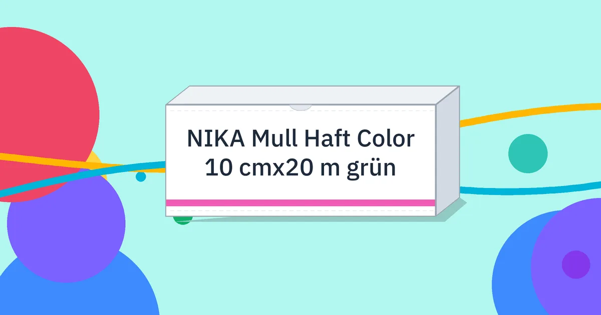 Symbolbild: Packung mit der Aufschrift NIKA Mull Haft Color 10 cmx20 m grün (PZN 10320473) – Verfügbarkeit und Bezug in Apotheken in Frankfurt am Main