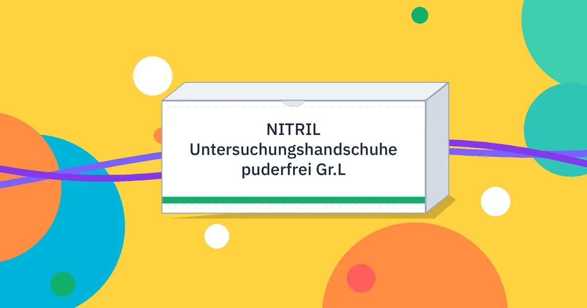 Symbolbild: Packung mit der Aufschrift NITRIL Untersuchungshandschuhe puderfrei Gr.L (PZN 10076079) – Verfügbarkeit und Bezug in Apotheken in Frankfurt am Main