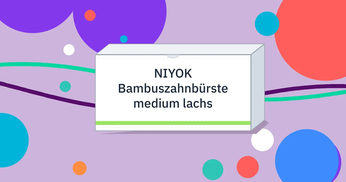 Symbolbild: Packung mit der Aufschrift NIYOK Bambuszahnbürste medium lachs (PZN 20609447) – Verfügbarkeit und Bezug in Apotheken in Frankfurt am Main