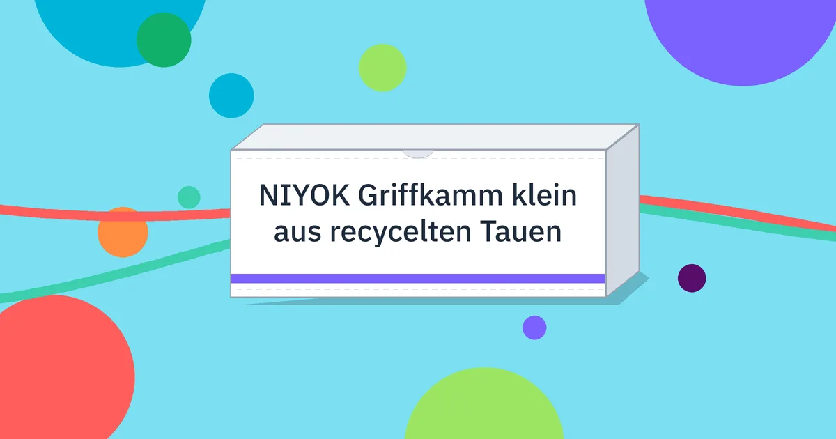 Symbolbild: Packung mit der Aufschrift NIYOK Griffkamm klein aus recycelten Tauen (PZN 20644739) – Verfügbarkeit und Bezug in Apotheken in Frankfurt am Main