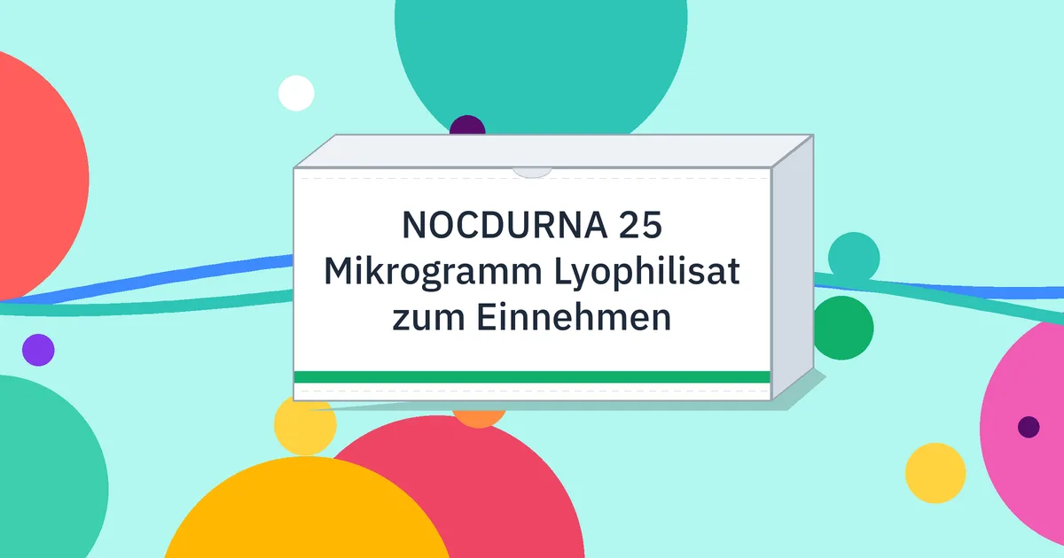 Symbolbild: Packung mit der Aufschrift NOCDURNA 25 Mikrogramm Lyophilisat zum Einnehmen (PZN 19392439) – Verfügbarkeit und Bezug in Apotheken in Frankfurt am Main