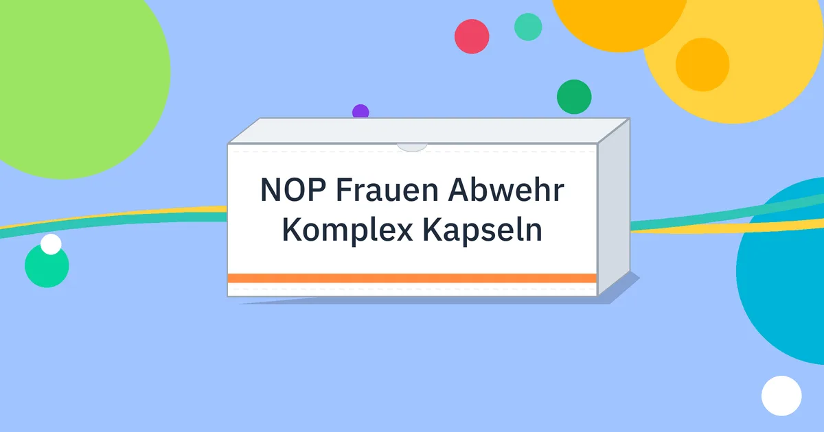 Symbolbild: Packung mit der Aufschrift NOP Frauen Abwehr Komplex Kapseln (PZN 20192183) – Verfügbarkeit und Bezug in Apotheken in Frankfurt am Main