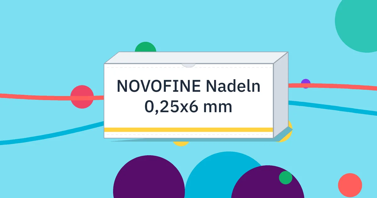 Symbolbild: Packung mit der Aufschrift NOVOFINE Nadeln 0,25x6 mm (PZN 07305949) – Verfügbarkeit und Bezug in Apotheken in Frankfurt am Main