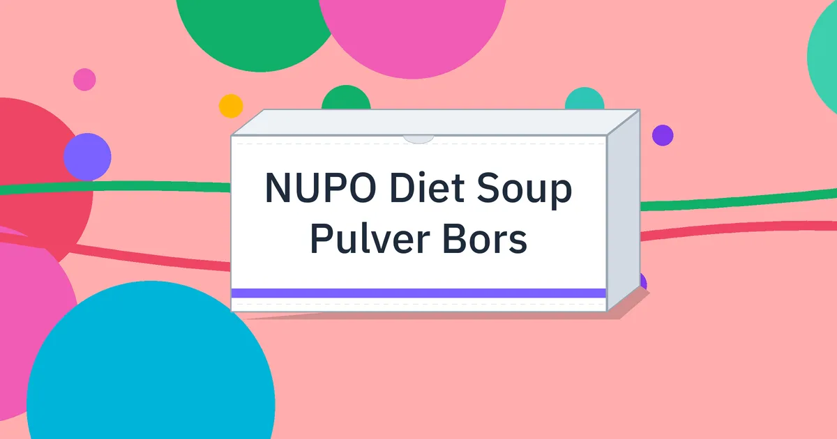 Symbolbild: Packung mit der Aufschrift NUPO Diet Soup Pulver Bors (PZN 20894867) – Verfügbarkeit und Bezug in Apotheken in Frankfurt am Main