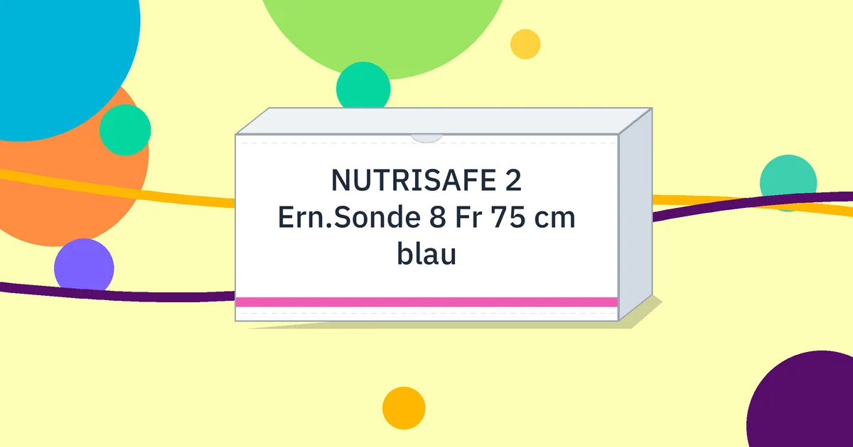 Symbolbild: Packung mit der Aufschrift NUTRISAFE 2 Ern.Sonde 8 Fr 75 cm blau (PZN 06847447) – Verfügbarkeit und Bezug in Apotheken in Frankfurt am Main
