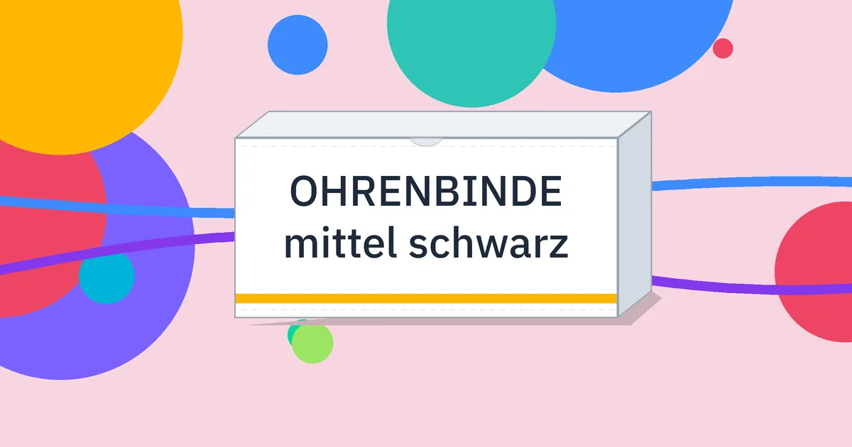 Symbolbild: Packung mit der Aufschrift OHRENBINDE mittel schwarz (PZN 00620263) – Verfügbarkeit und Bezug in Apotheken in Frankfurt am Main
