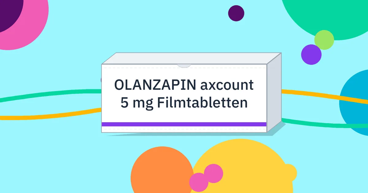 Symbolbild: Packung mit der Aufschrift OLANZAPIN axcount 5 mg Filmtabletten (PZN 02409408) – Verfügbarkeit und Bezug in Apotheken in Frankfurt am Main