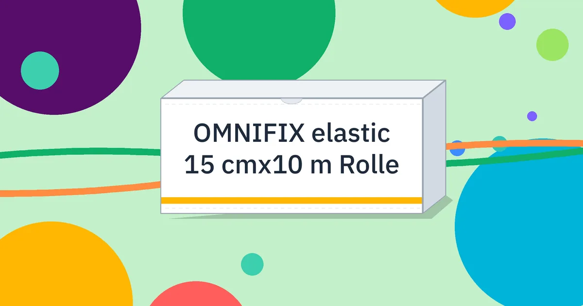 Symbolbild: Packung mit der Aufschrift OMNIFIX elastic 15 cmx10 m Rolle (PZN 09612816) – Verfügbarkeit und Bezug in Apotheken in Frankfurt am Main