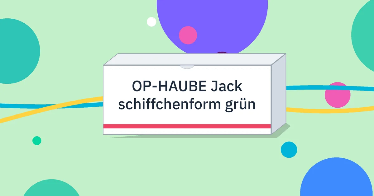 Symbolbild: Packung mit der Aufschrift OP-HAUBE Jack schiffchenform grün (PZN 16060978) – Verfügbarkeit und Bezug in Apotheken in Frankfurt am Main
