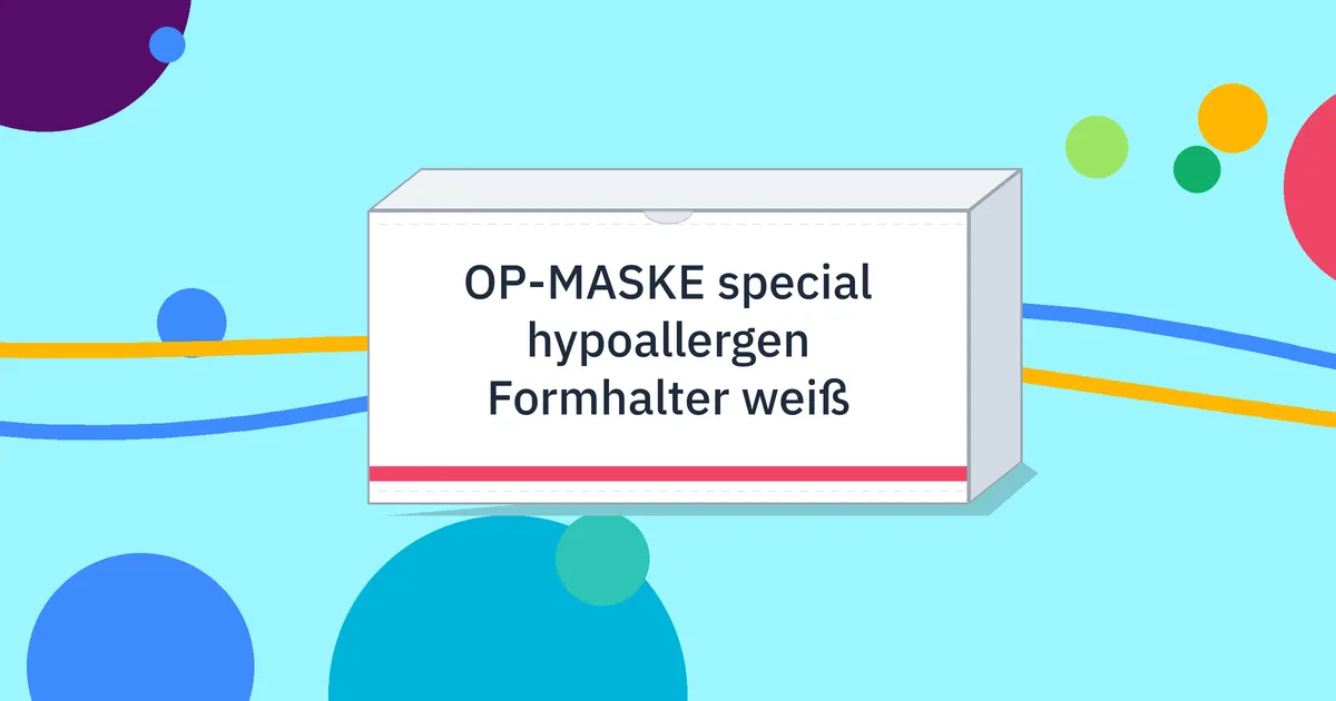 Symbolbild: Packung mit der Aufschrift OP-MASKE special hypoallergen Formhalter weiß (PZN 10987763) – Verfügbarkeit und Bezug in Apotheken in Frankfurt am Main