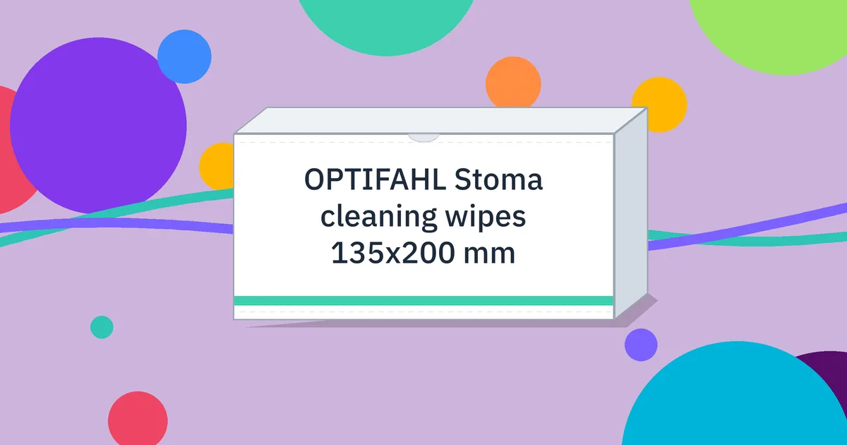 Symbolbild: Packung mit der Aufschrift OPTIFAHL Stoma cleaning wipes 135x200 mm (PZN 13585982) – Verfügbarkeit und Bezug in Apotheken in Frankfurt am Main