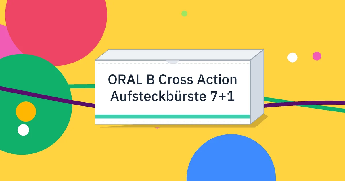 Symbolbild: Packung mit der Aufschrift ORAL B Cross Action Aufsteckbürste 7+1 (PZN 10763041) – Verfügbarkeit und Bezug in Apotheken in Frankfurt am Main