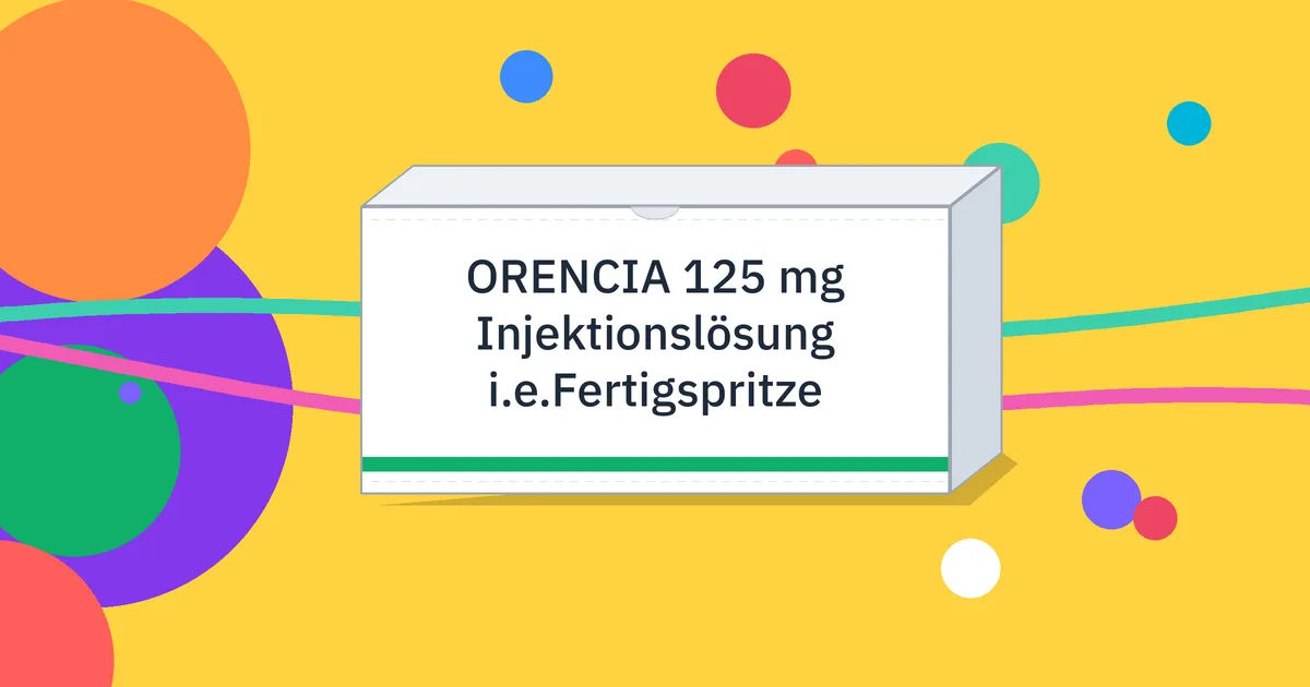 Symbolbild: Packung mit der Aufschrift ORENCIA 125 mg Injektionslösung i.e.Fertigspritze (PZN 11213029) – Verfügbarkeit und Bezug in Apotheken in Frankfurt am Main