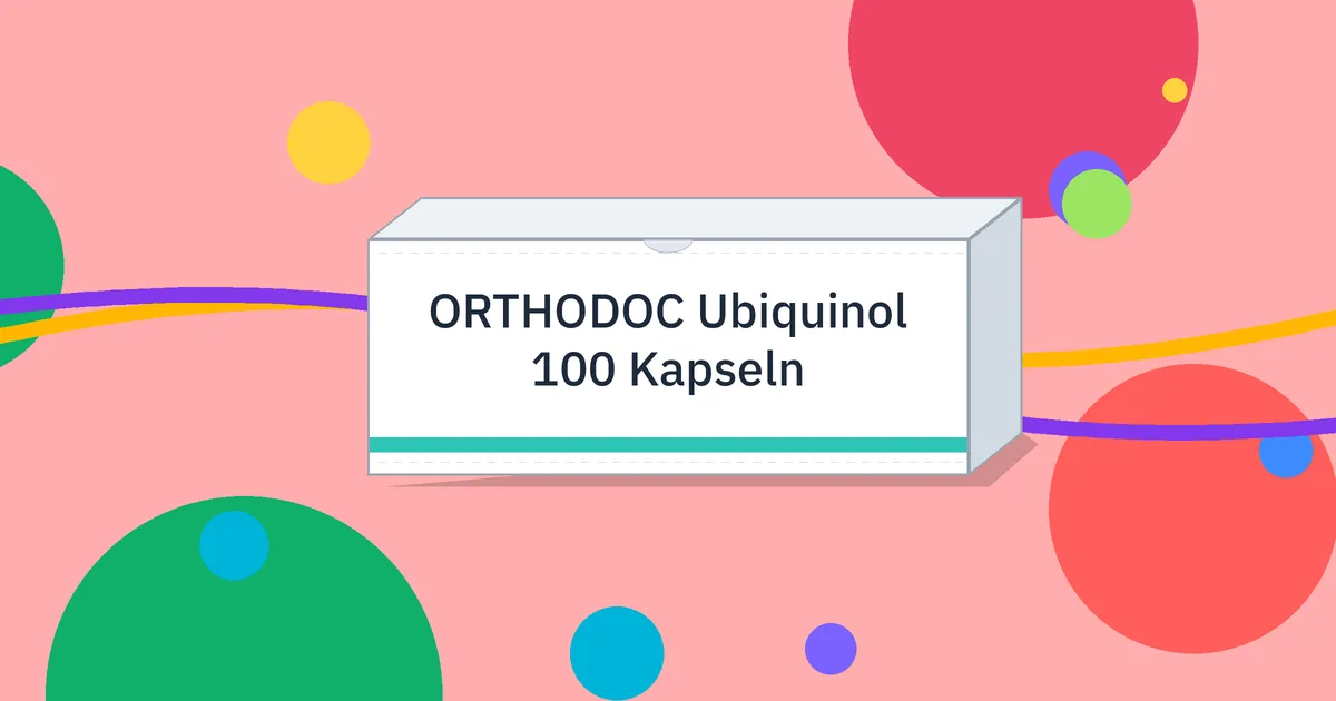 Symbolbild: Packung mit der Aufschrift ORTHODOC Ubiquinol 100 Kapseln (PZN 12341232) – Verfügbarkeit und Bezug in Apotheken in Frankfurt am Main