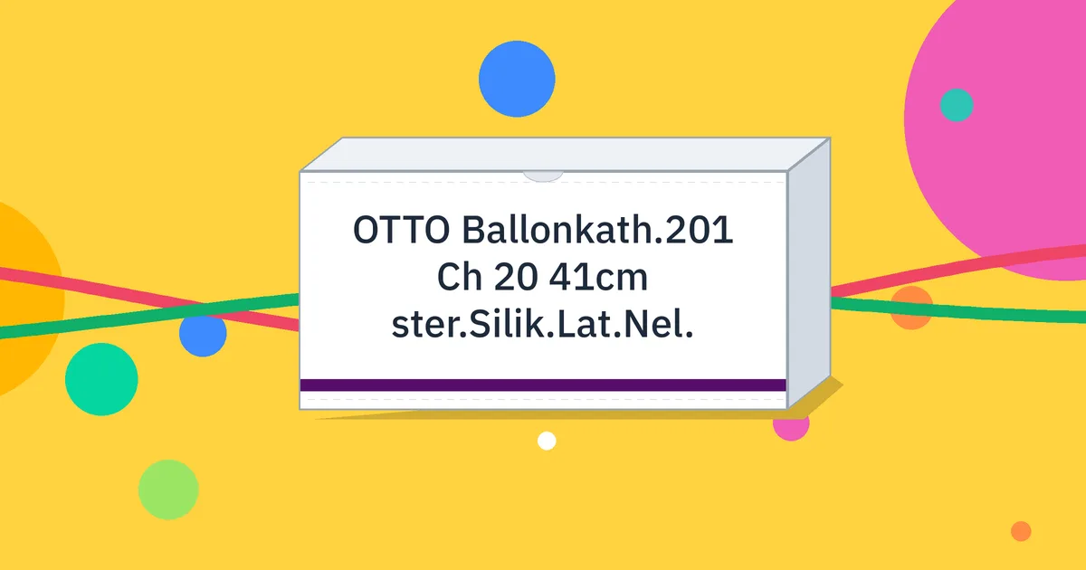 Symbolbild: Packung mit der Aufschrift OTTO Ballonkath.201 Ch 20 41cm ster.Silik.Lat.Nel. (PZN 01398447) – Verfügbarkeit und Bezug in Apotheken in Frankfurt am Main
