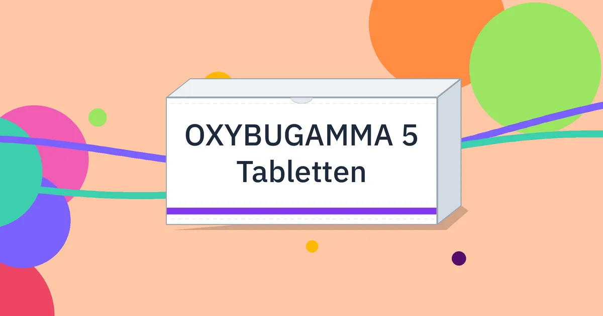 Symbolbild: Packung mit der Aufschrift OXYBUGAMMA 5 Tabletten (PZN 00106945) – Verfügbarkeit und Bezug in Apotheken in Frankfurt am Main