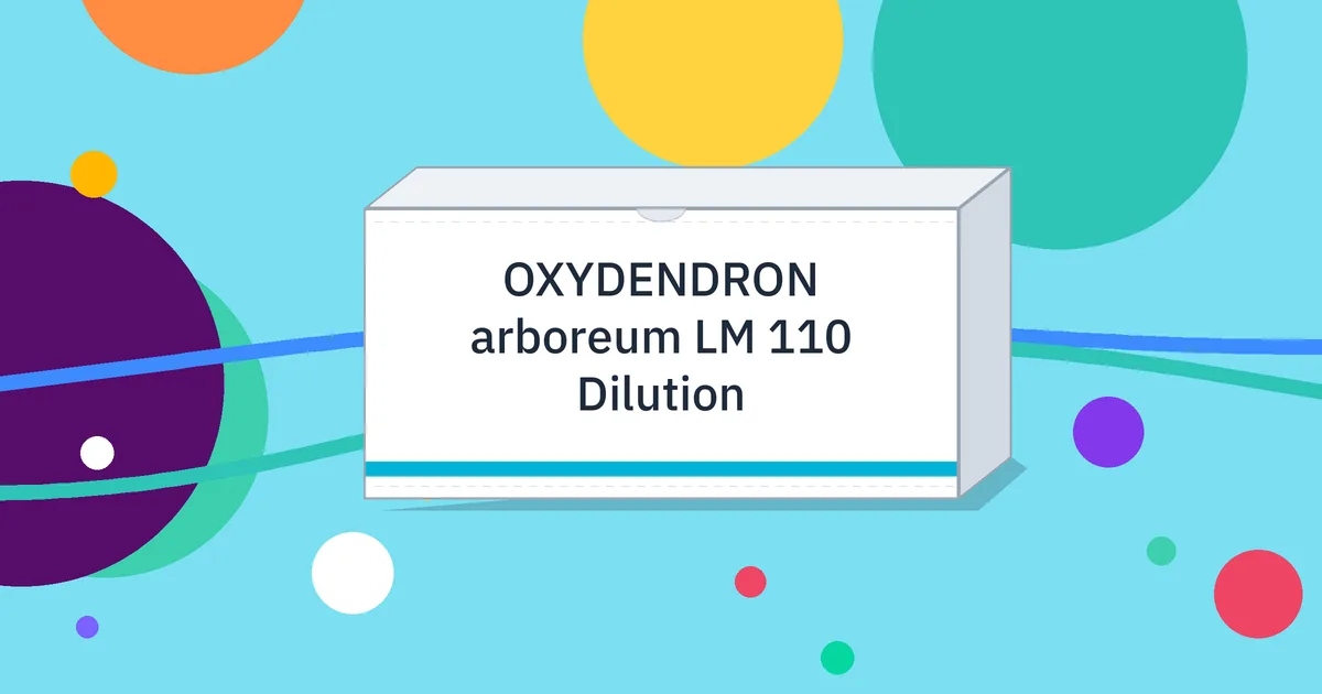 Symbolbild: Packung mit der Aufschrift OXYDENDRON arboreum LM 110 Dilution (PZN 13629716) – Verfügbarkeit und Bezug in Apotheken in Frankfurt am Main