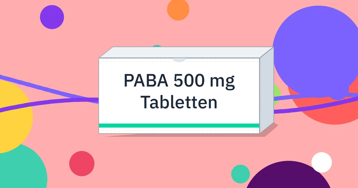 Symbolbild: Packung mit der Aufschrift PABA 500 mg Tabletten (PZN 11311068) – Verfügbarkeit und Bezug in Apotheken in Frankfurt am Main