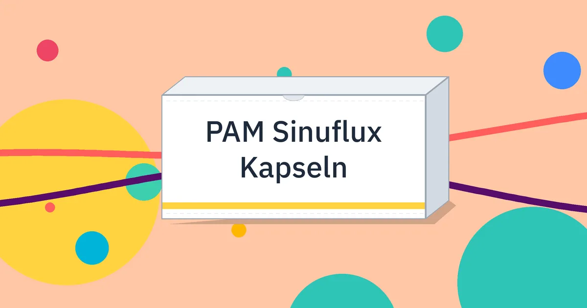 Symbolbild: Packung mit der Aufschrift PAM Sinuflux Kapseln (PZN 20299739) – Verfügbarkeit und Bezug in Apotheken in Frankfurt am Main