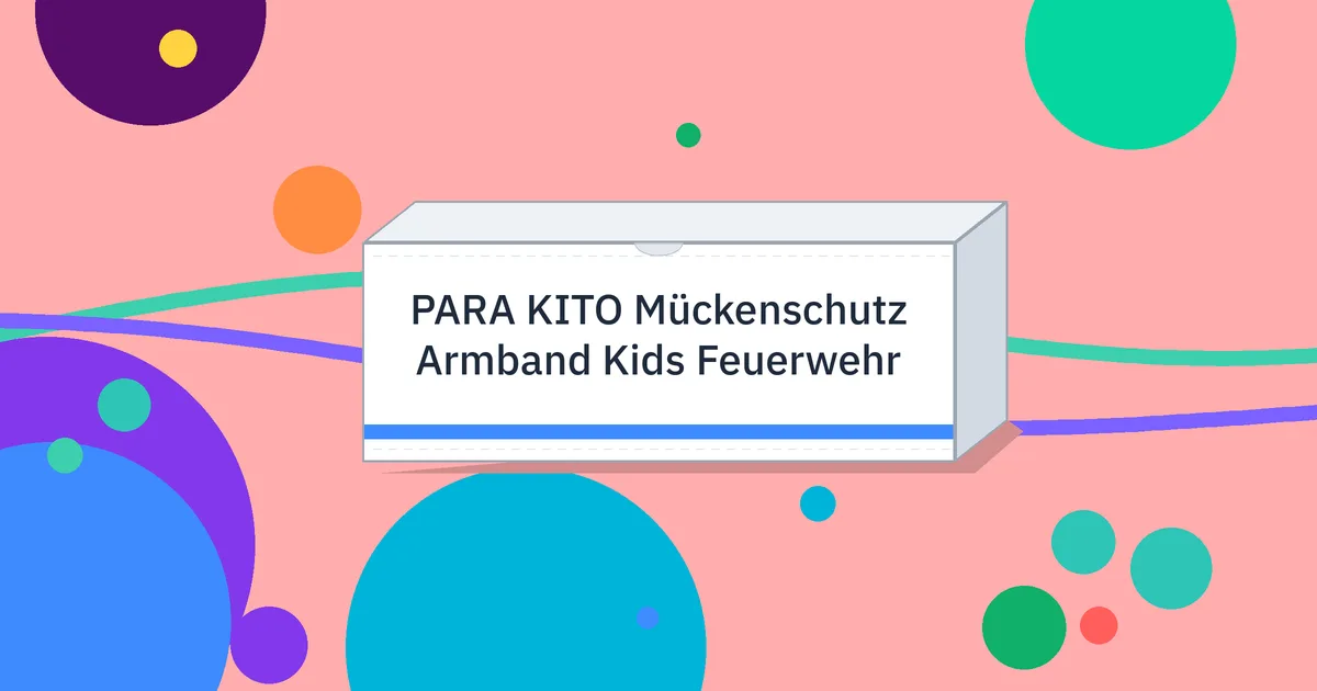 Symbolbild: Packung mit der Aufschrift PARA KITO Mückenschutz Armband Kids Feuerwehr (PZN 20573465) – Verfügbarkeit und Bezug in Apotheken in Frankfurt am Main