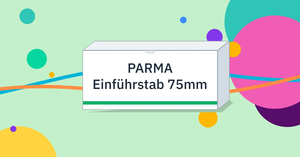 Symbolbild: Packung mit der Aufschrift PARMA Einführstab 75mm (PZN 01734721) – Verfügbarkeit und Bezug in Apotheken in Frankfurt am Main