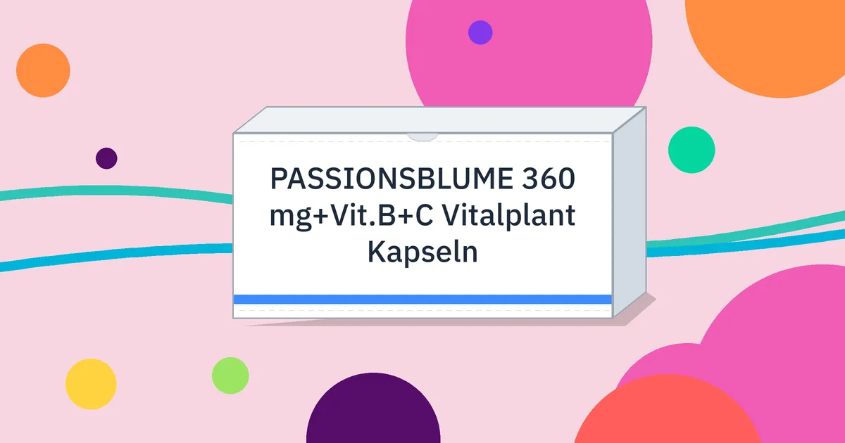 Symbolbild: Packung mit der Aufschrift PASSIONSBLUME 360 mg+Vit.B+C Vitalplant Kapseln (PZN 12504243) – Verfügbarkeit und Bezug in Apotheken in Frankfurt am Main