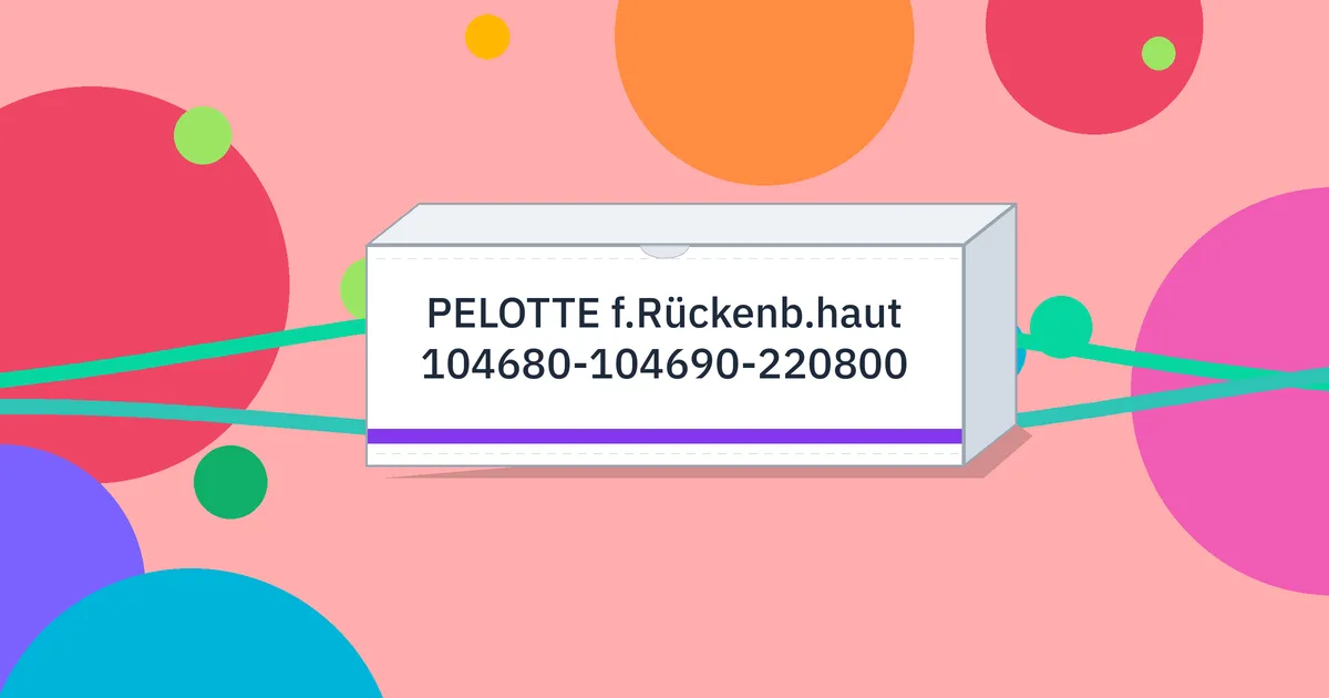 Symbolbild: Packung mit der Aufschrift PELOTTE f.Rückenb.haut 104680-104690-220800 (PZN 11014005) – Verfügbarkeit und Bezug in Apotheken in Frankfurt am Main