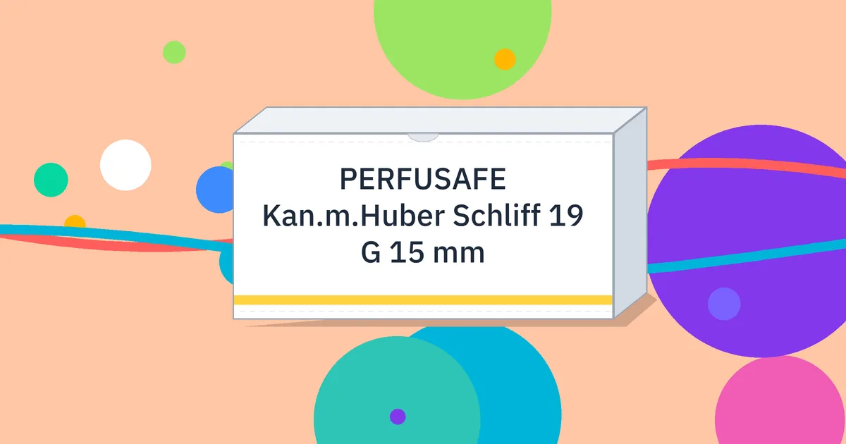 Symbolbild: Packung mit der Aufschrift PERFUSAFE Kan.m.Huber Schliff 19 G 15 mm (PZN 06556193) – Verfügbarkeit und Bezug in Apotheken in Frankfurt am Main