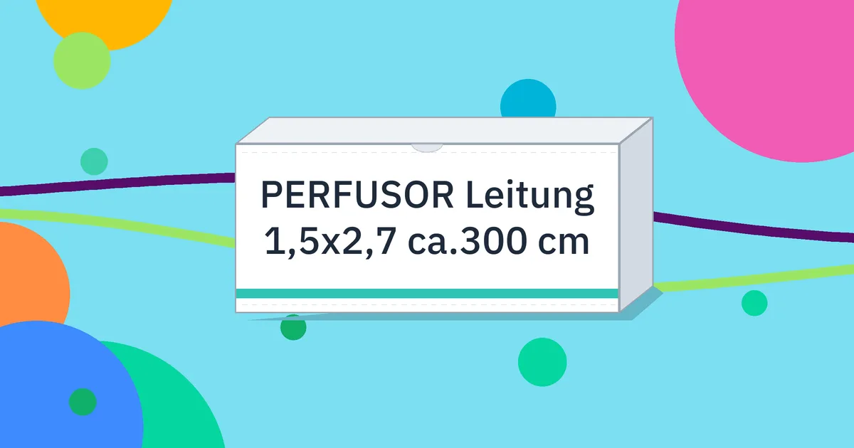 Symbolbild: Packung mit der Aufschrift PERFUSOR Leitung 1,5x2,7 ca.300 cm (PZN 06100470) – Verfügbarkeit und Bezug in Apotheken in Frankfurt am Main