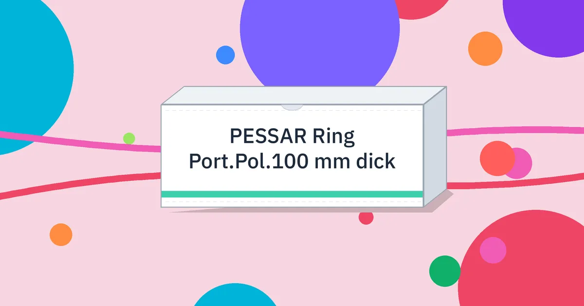 Symbolbild: Packung mit der Aufschrift PESSAR Ring Port.Pol.100 mm dick (PZN 01967342) – Verfügbarkeit und Bezug in Apotheken in Frankfurt am Main