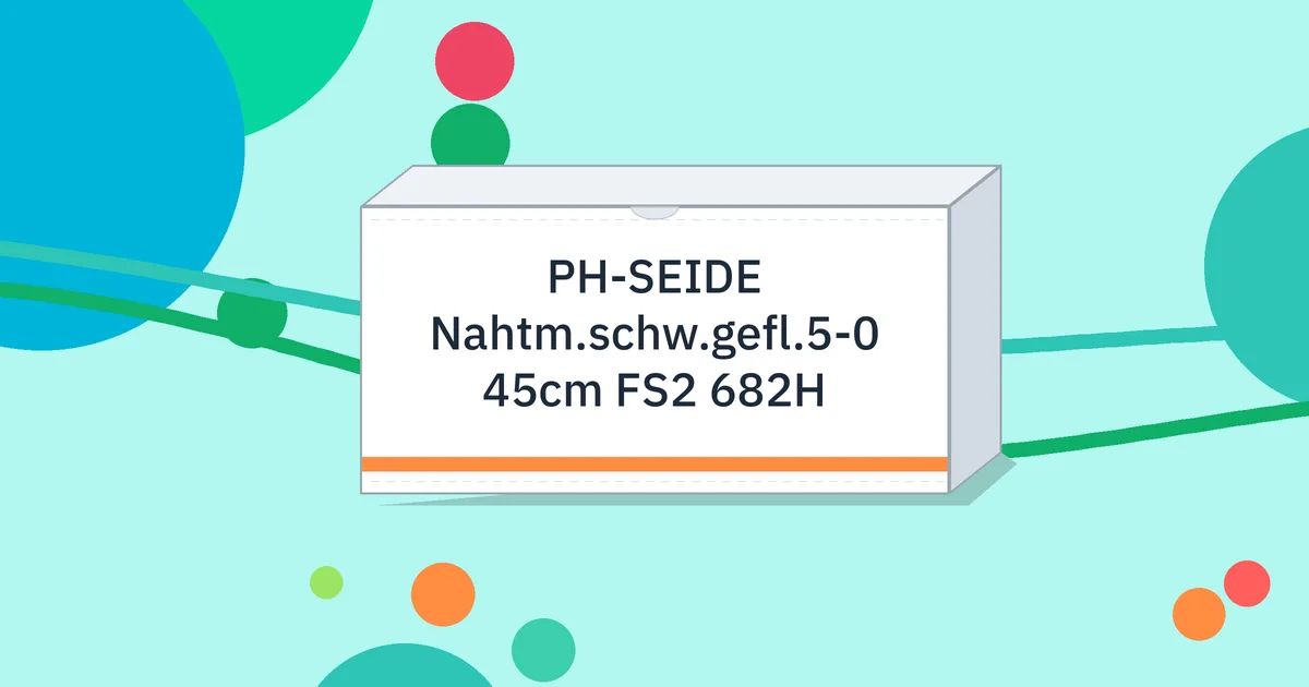 Symbolbild: Packung mit der Aufschrift PH-SEIDE Nahtm.schw.gefl.5-0 45cm FS2 682H (PZN 19760647) – Verfügbarkeit und Bezug in Apotheken in Frankfurt am Main