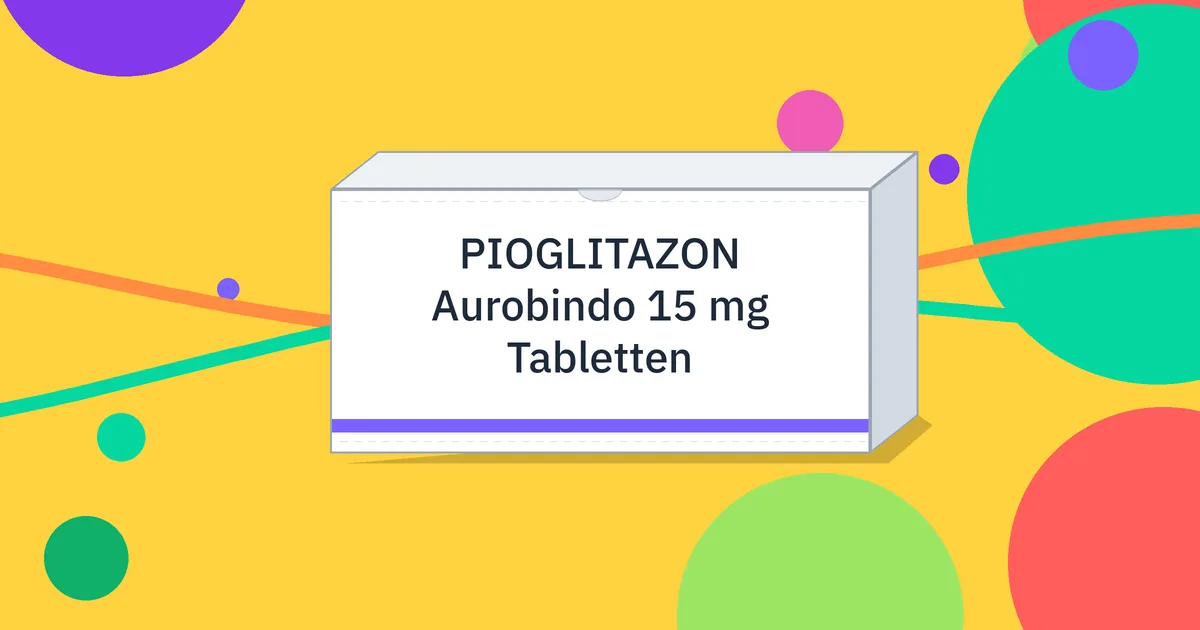 Symbolbild: Packung mit der Aufschrift PIOGLITAZON Aurobindo 15 mg Tabletten (PZN 01129701) – Verfügbarkeit und Bezug in Apotheken in Frankfurt am Main