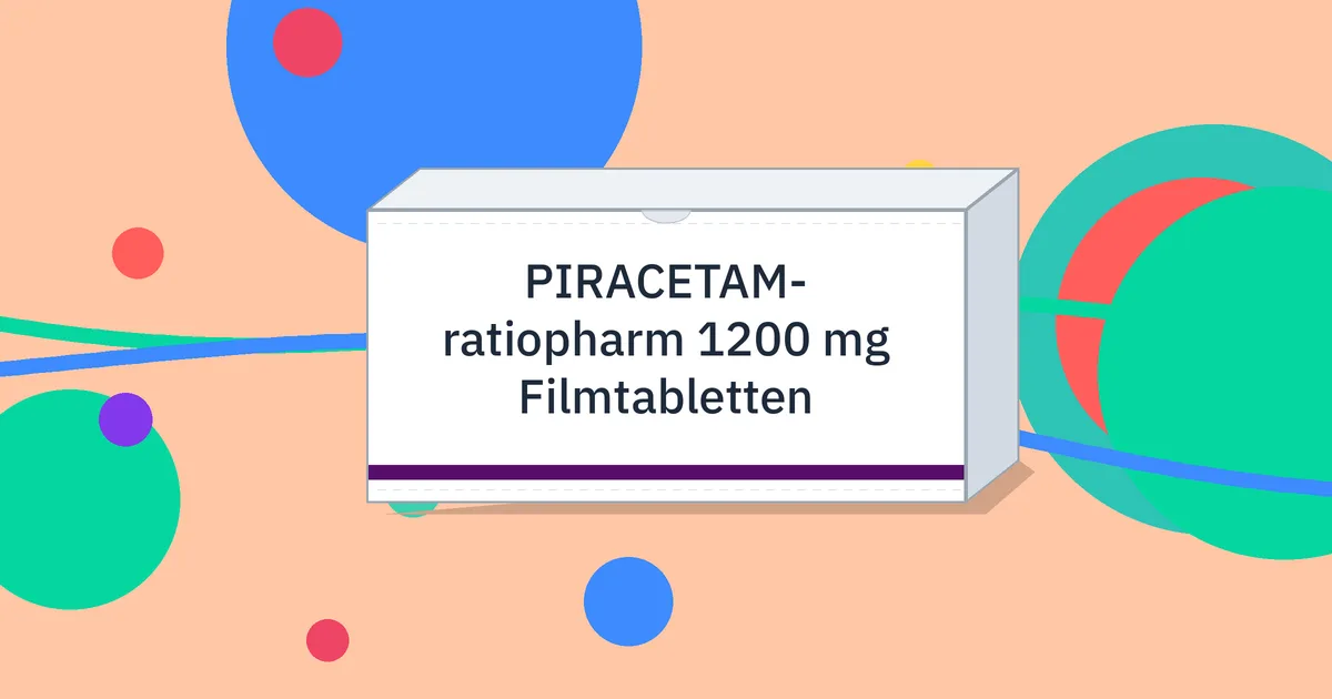 Symbolbild: Packung mit der Aufschrift PIRACETAM-ratiopharm 1200 mg Filmtabletten (PZN 07526194) – Verfügbarkeit und Bezug in Apotheken in Frankfurt am Main