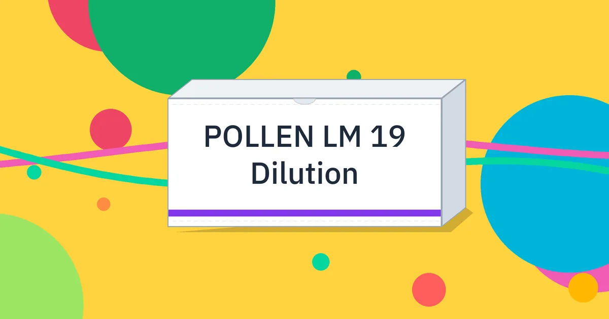 Symbolbild: Packung mit der Aufschrift POLLEN LM 19 Dilution (PZN 13043459) – Verfügbarkeit und Bezug in Apotheken in Frankfurt am Main