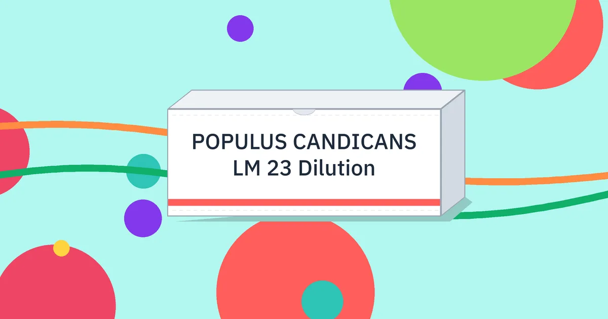 Symbolbild: Packung mit der Aufschrift POPULUS CANDICANS LM 23 Dilution (PZN 13664405) – Verfügbarkeit und Bezug in Apotheken in Frankfurt am Main